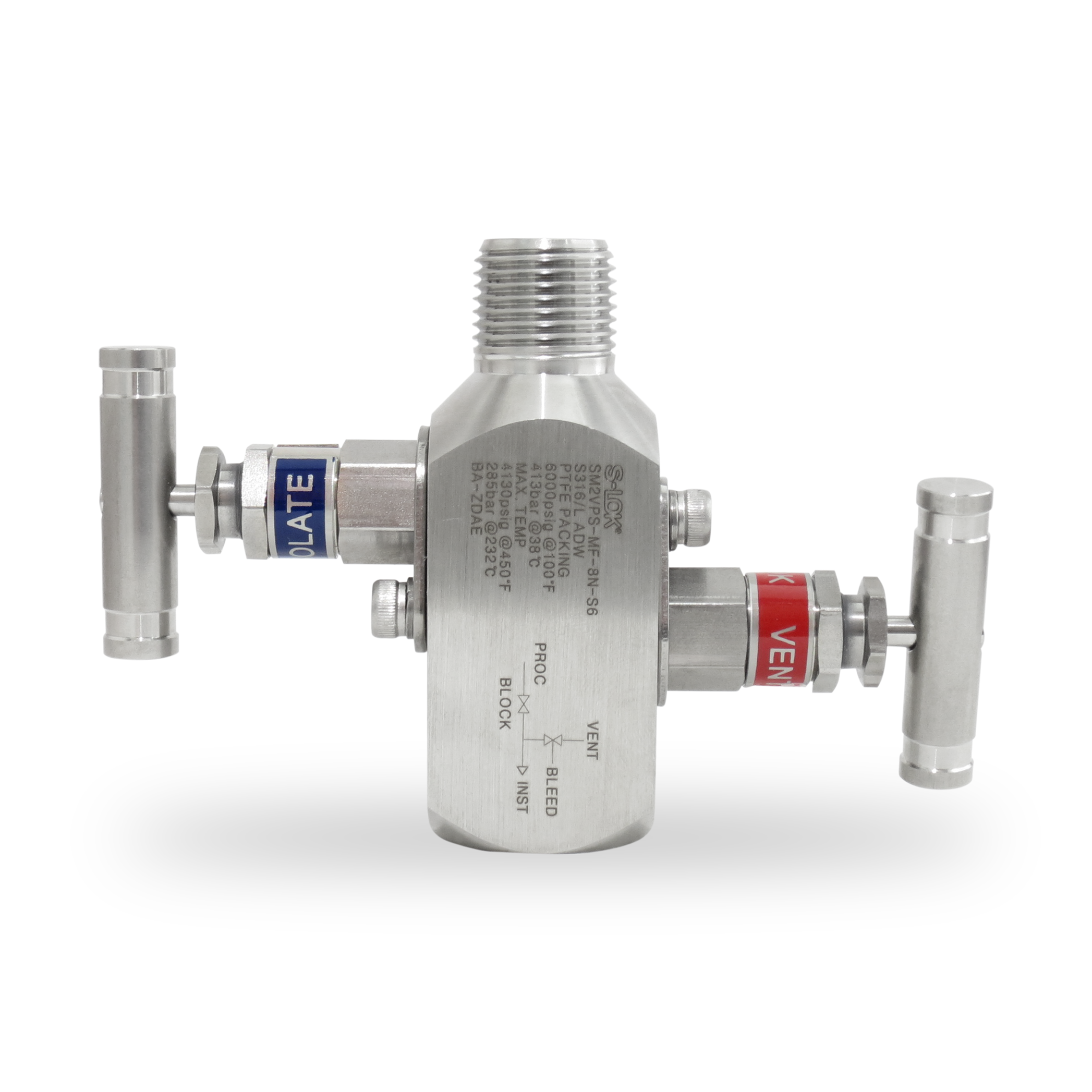 Manifold 2 vias de 1/2" Macho-Hembra roscada NPT – S-LOK México